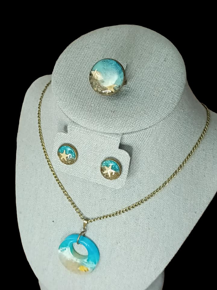 Handmade Seascape jewelry set / Ocean Jewelry set / Beach Jewelry set ...